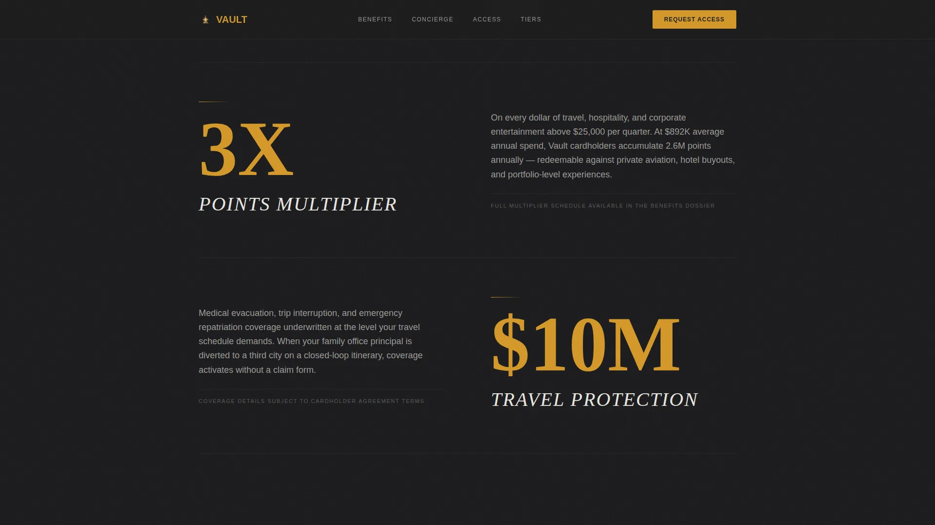 Vault High Net Worth Credit Card Landing Page Template