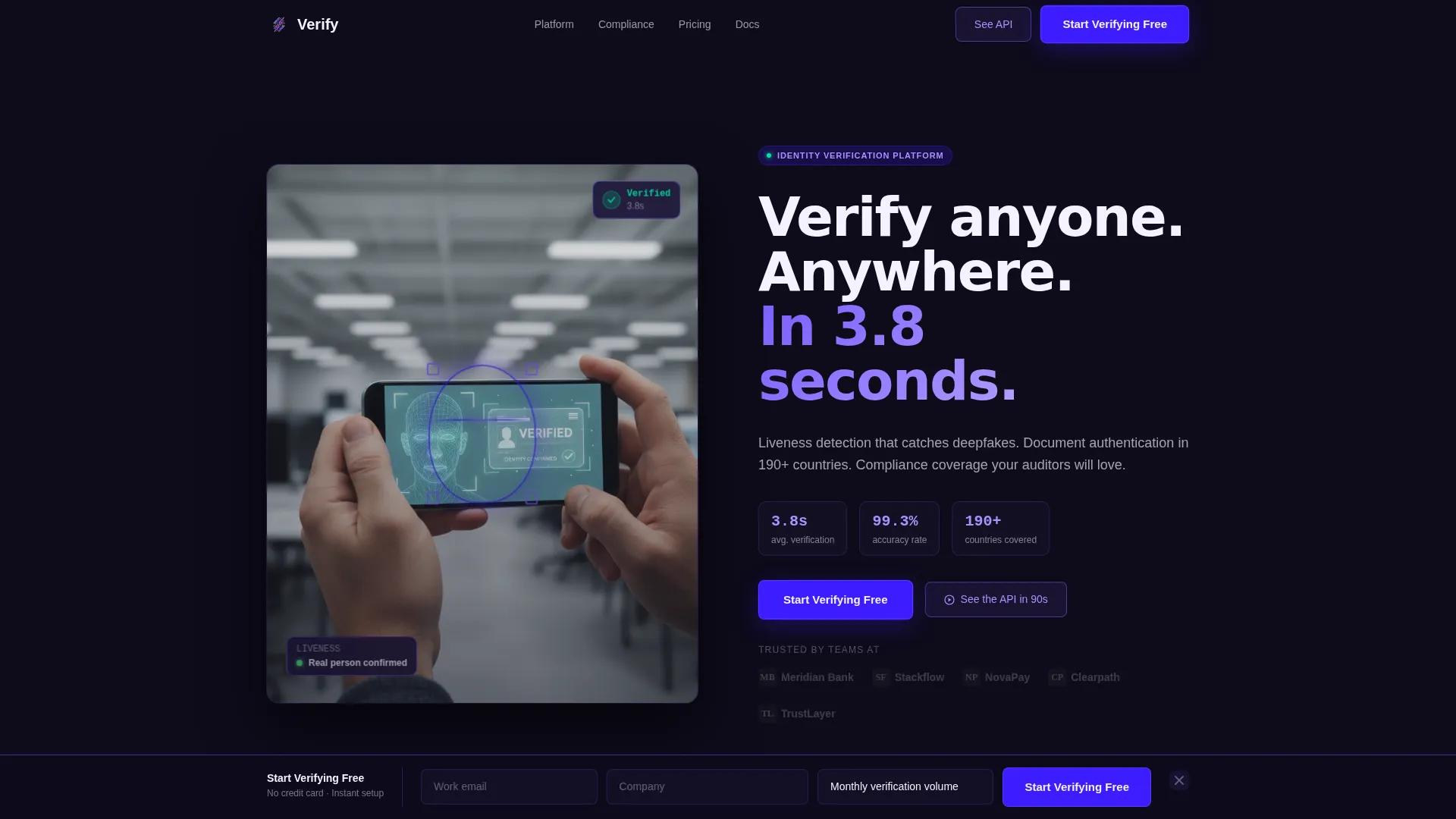 Identity Verification Landing Page Template for B2B SaaS