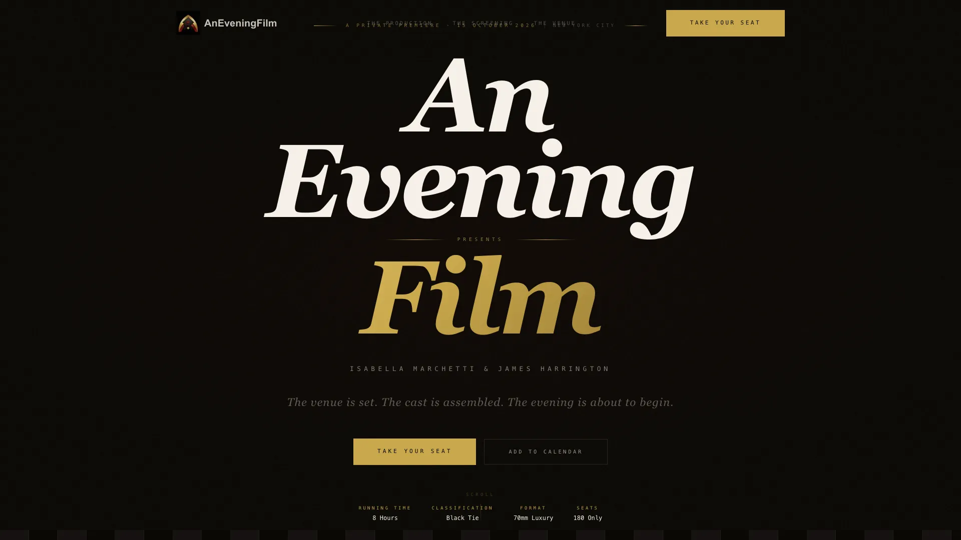 Cinematic Black Tie Wedding Landing Page Template