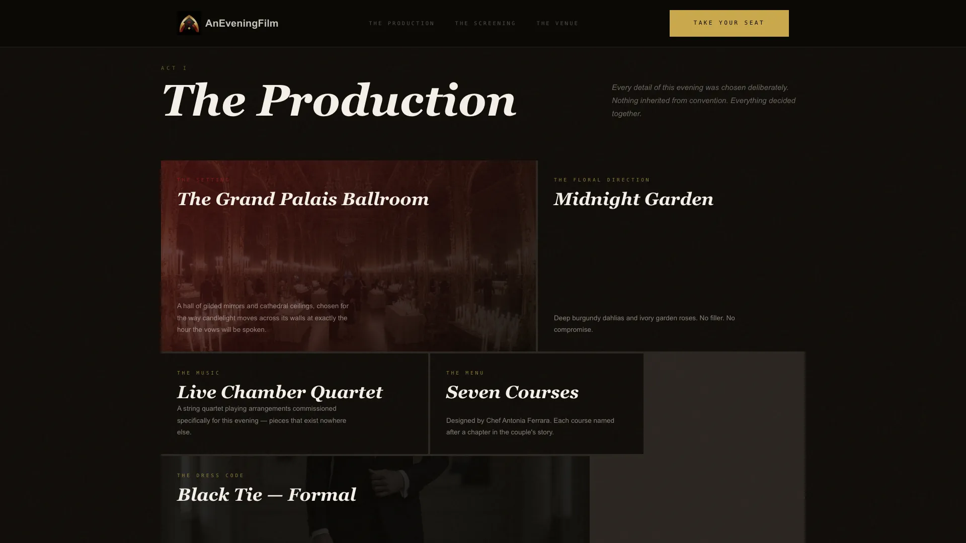 Cinematic Black Tie Wedding Landing Page Template